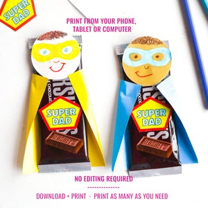 Fathers Day DIY Craft Gift Printable Candy Wrappers Super Dad DIY Gift ...