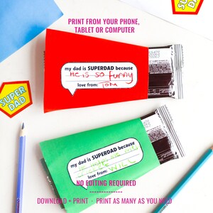 Fathers Day DIY Craft Gift Printable Candy Wrappers Super Dad DIY Gift ...