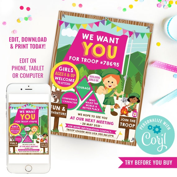 Girl Scouts Recruitment Flyer Printable - Girl Scout Recruitment Poster ...