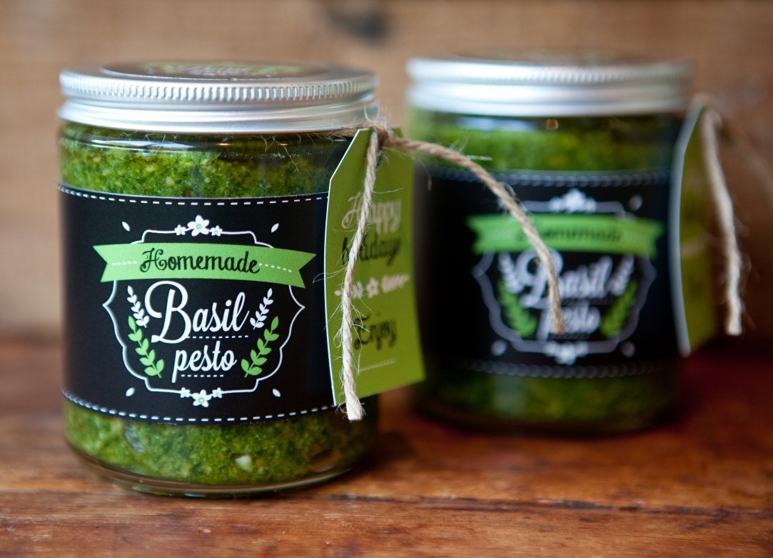 Homemade Basil Pesto Labels & Tags Christmas Gift Tags DIY - Etsy