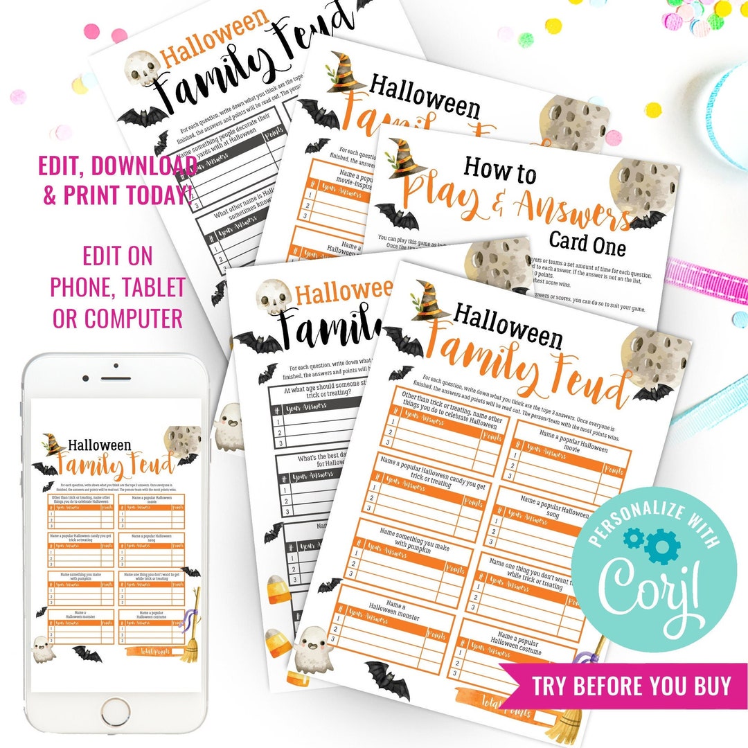 Printable Halloween Family Feud Game Holiday Group Game Halloween Team ...