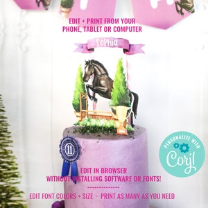 Horse Show Jumping Party Cake Topper Watercolor Horse - Etsy