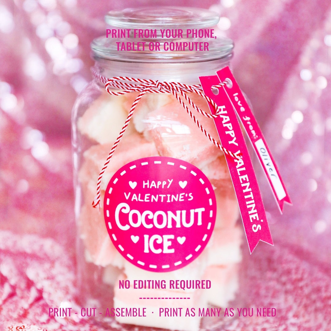Valentine's Day Gift Tags and Stickers Valentine's Day Coconut Ice Gift ...