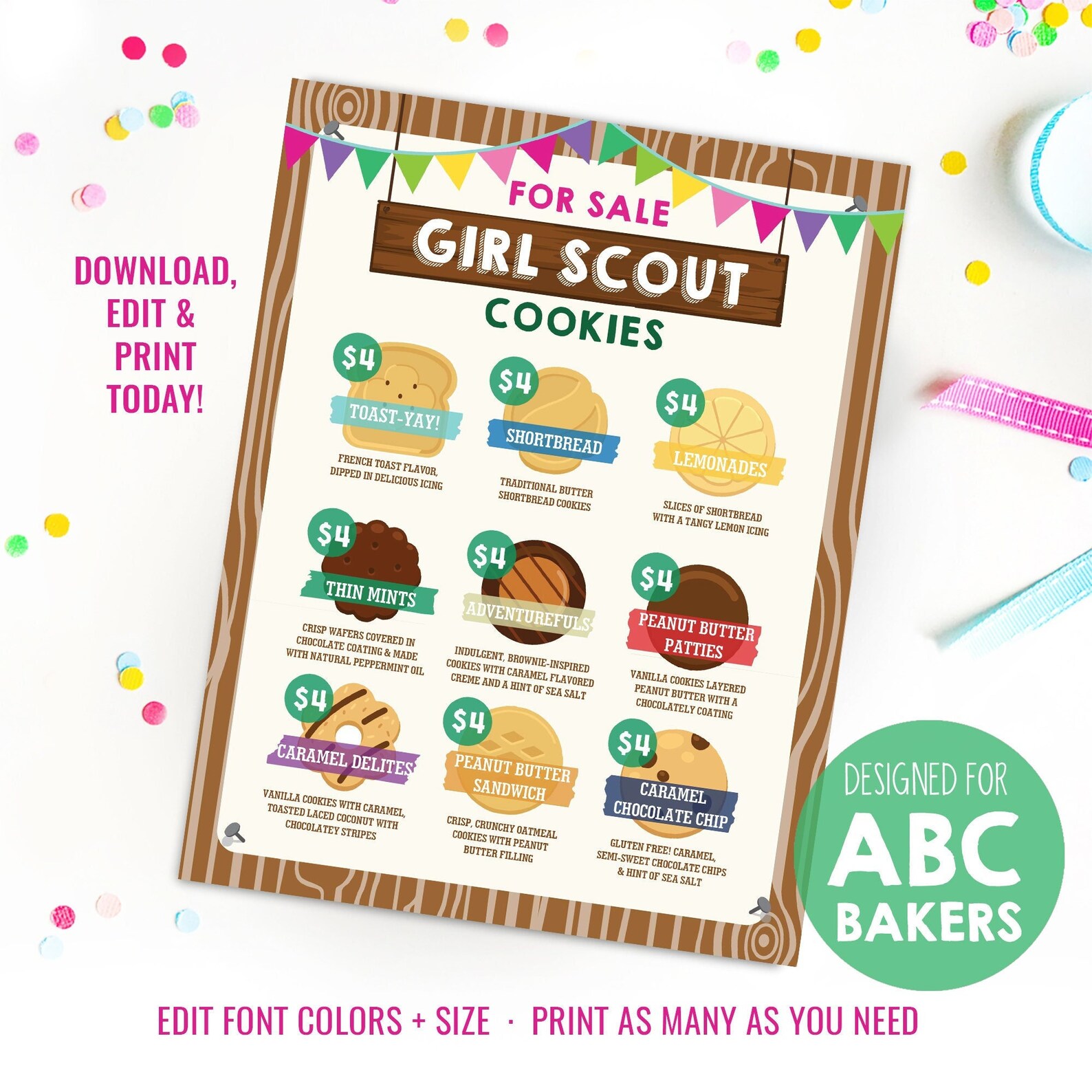 Girl Scout Cookie Booth for Sale Poster Cookie for Sale Sign - Etsy