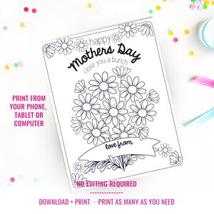 Mothers Day Coloring-in Flower Bouquet - Gift for Mom - Mothers Day ...