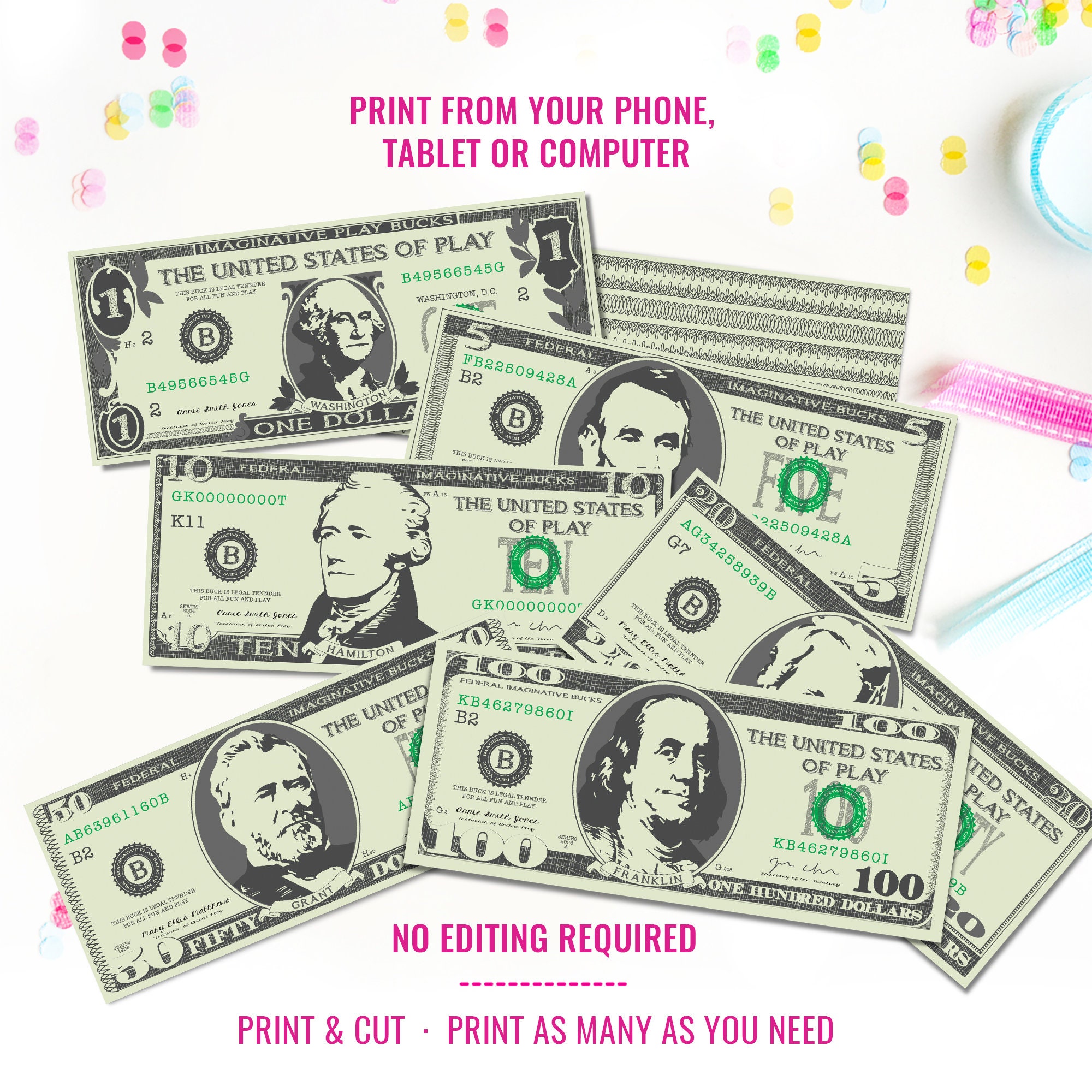 Kids Pretend Play Money Printable Play Money Printable Money Fake Money ...