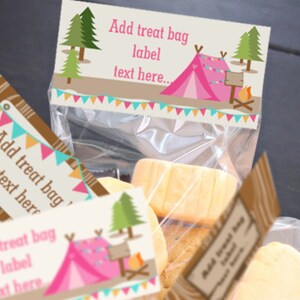 Favor Tags Camping Tent Party Treat Bag Topper Labels Treat Bag Toppers ...