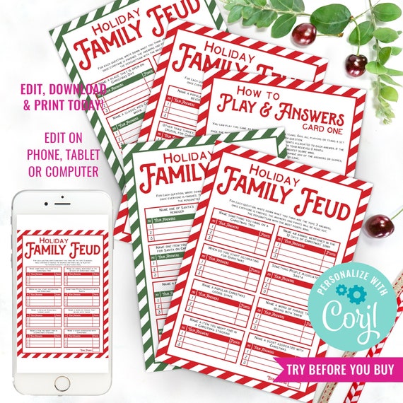 Family Feud Christmas Game - Holiday Family Game - Family Feud Table ...