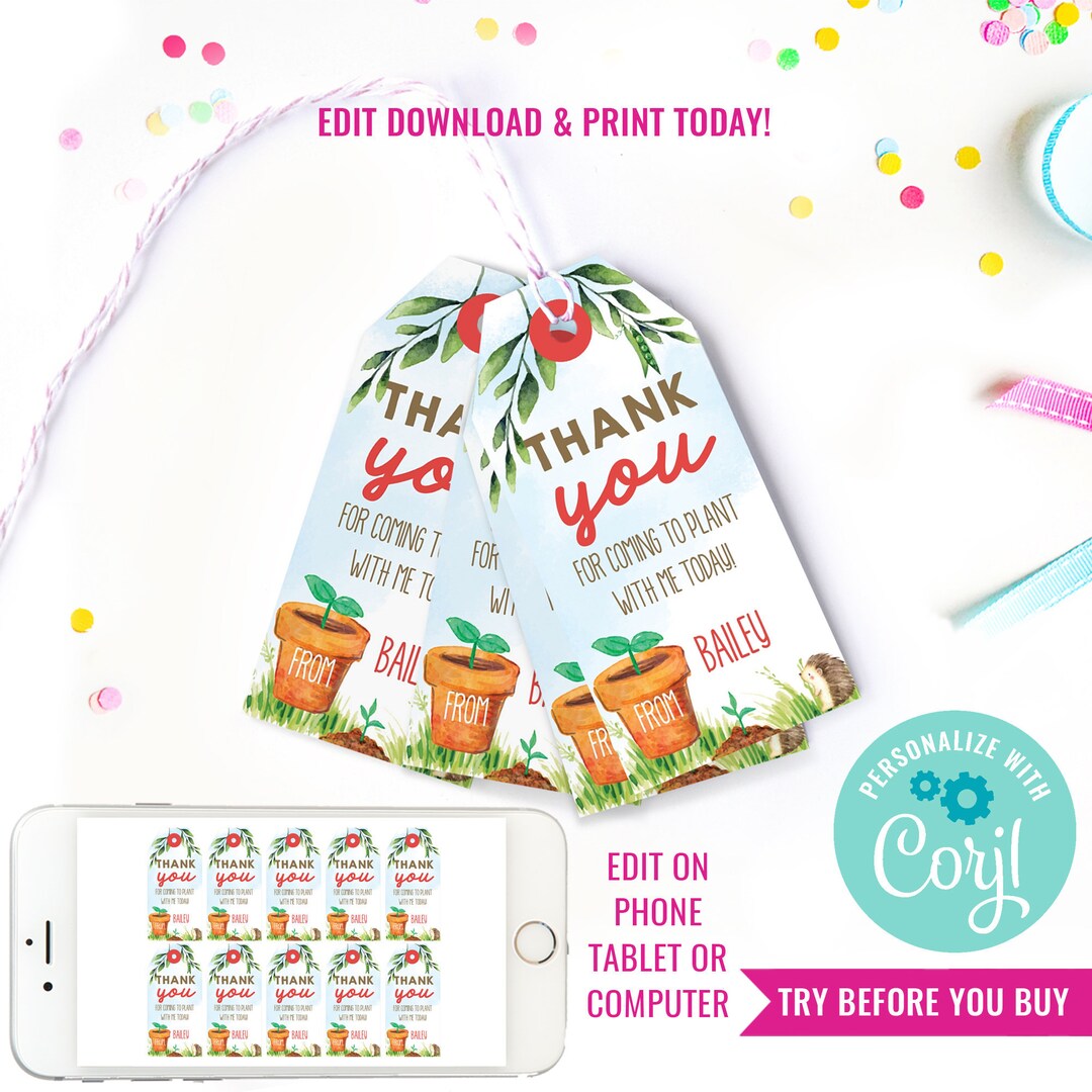 Gardening Party Favor Tags Planting Party Favors Girls Garden Party ...