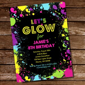Neon Glow Party Printables Set Instantly Downloadable and Editable File ...