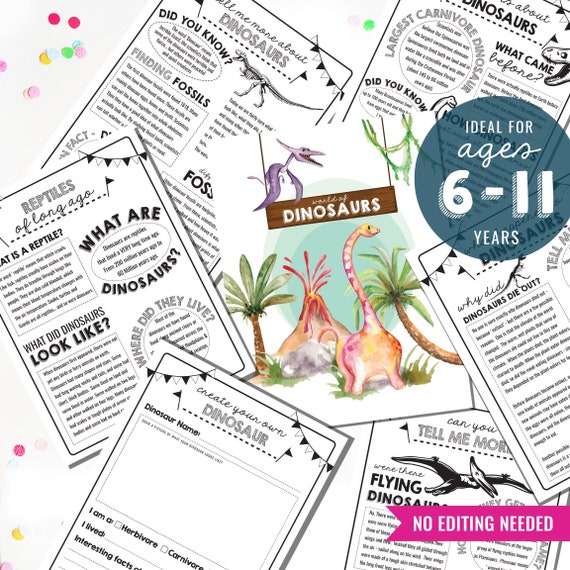 Kids Dinosaur Activity Sheets - Dino Activity Sheet- Jurassic Activity ...