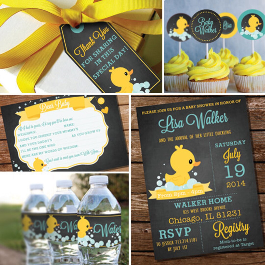 Chalkboard Rubber Duck Baby Shower Theme Unisex Baby Shower Printables ...