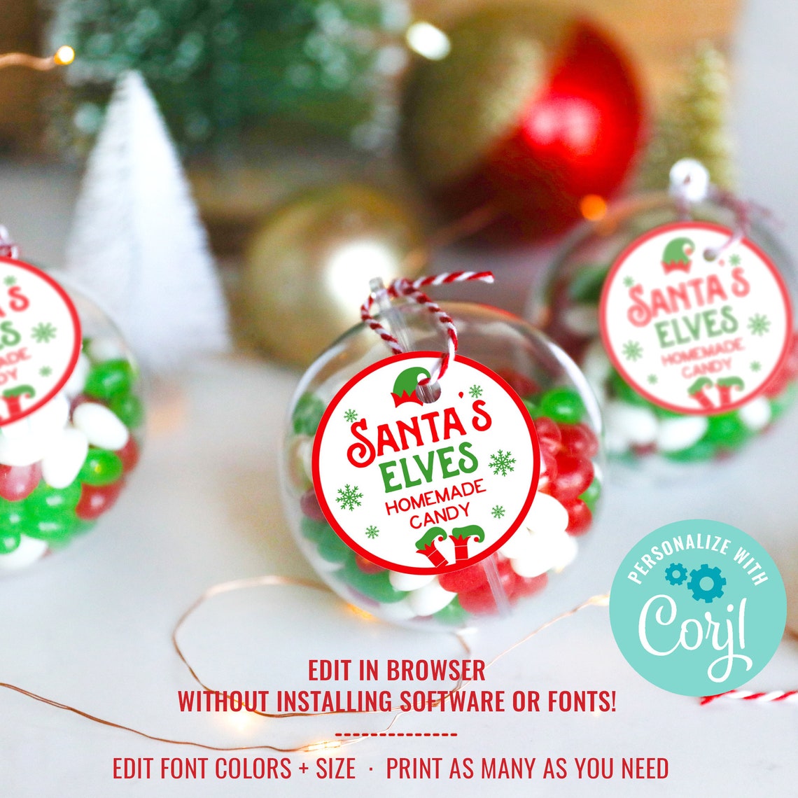 Custom Elf Christmas Tag Stocking Filler - Christmas Elf Label - Candy ...