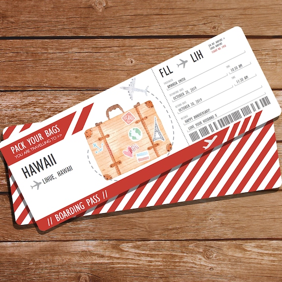 Surprise Vacation Gift Travel Ticket - Travel Ticket Surprise Gift ...