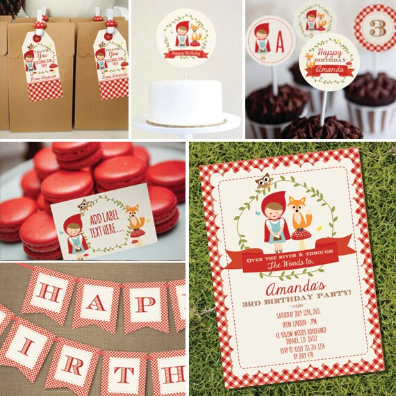 Little Red Riding Hood Printable Party Set - Red Riding Hood Party ...