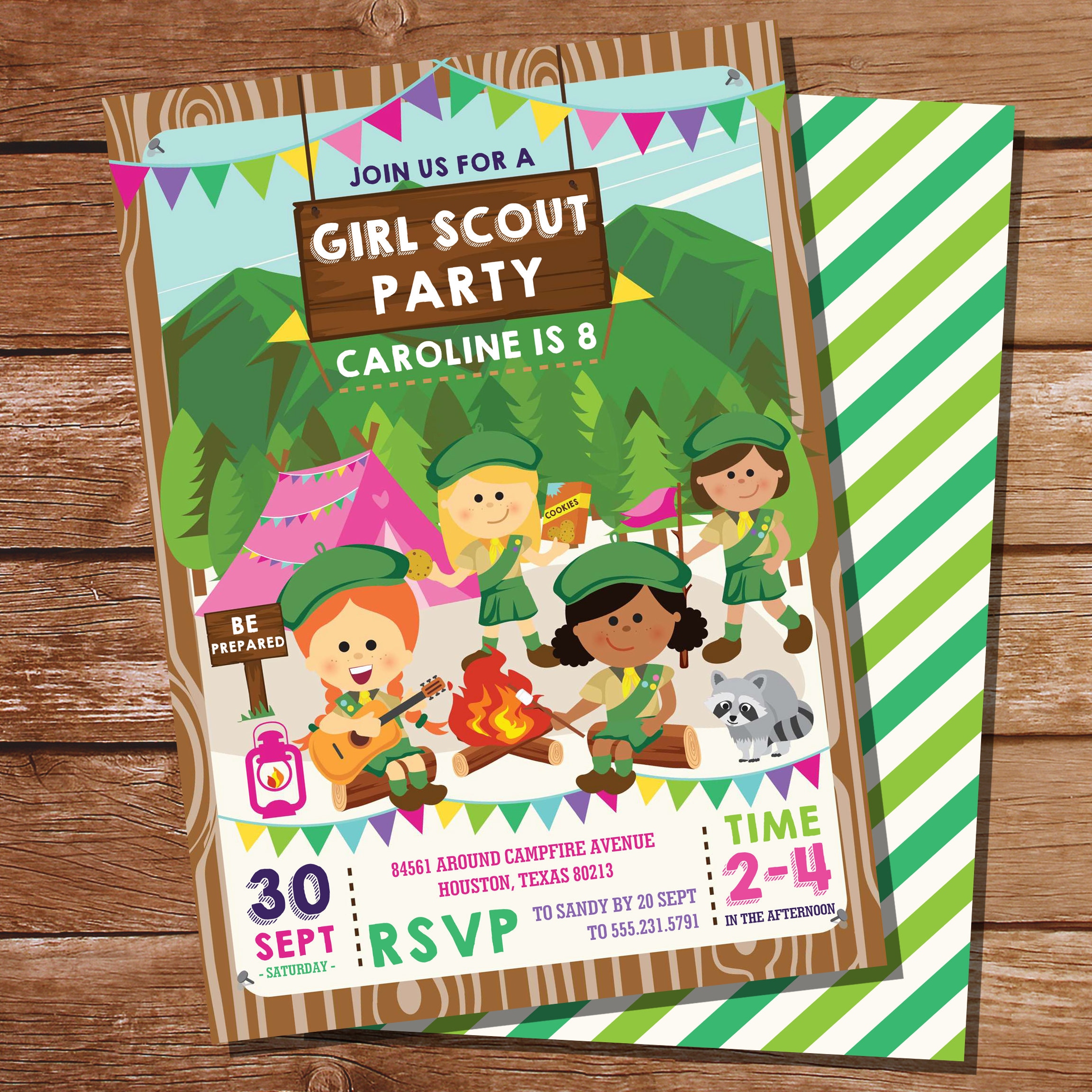 Girl Scout Party Invitation Girl Scout Birthday Party | Etsy