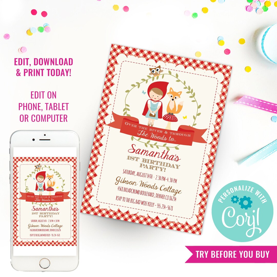 Girls Red Riding Hood Party Little Red Riding Hood Party Invitation ...
