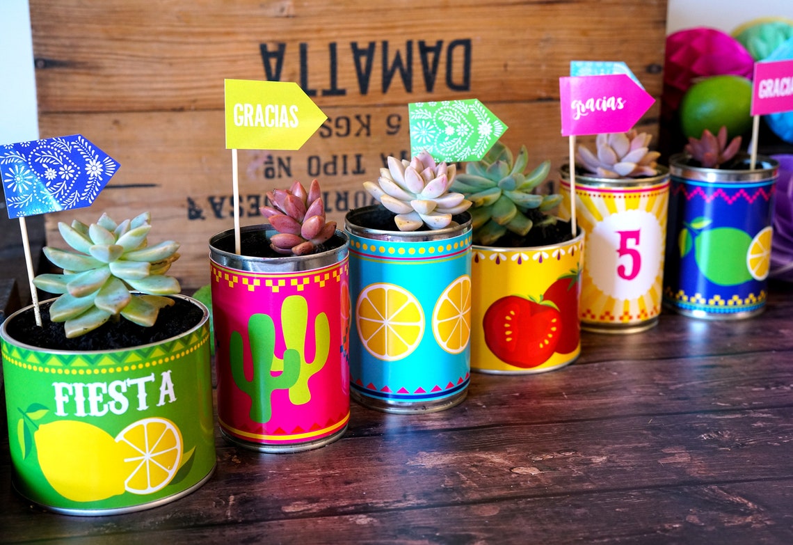 Mexican Fiesta Tin Can Wrappers Mexican Fiesta Party Favor - Etsy