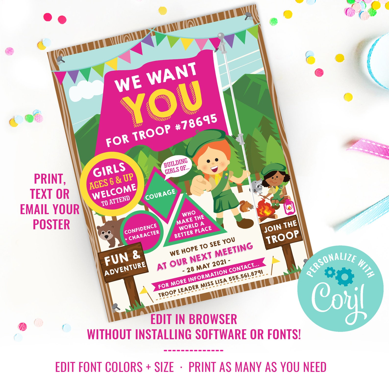 Girl Scouts Recruitment Flyer Printable - Girl Scout Recruitment Poster ...
