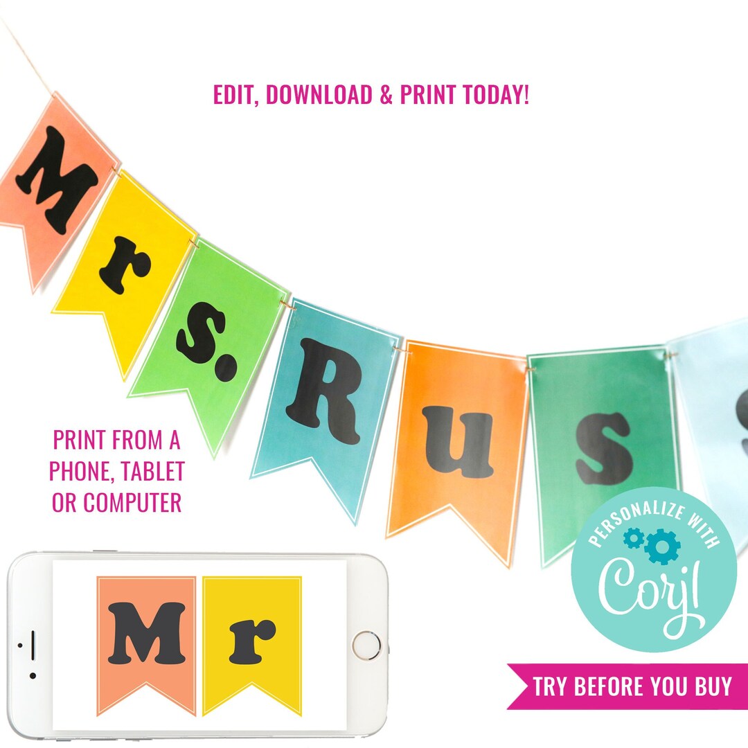 Classroom Teacher Name Banner Editable Classroom Banner Printable Back ...