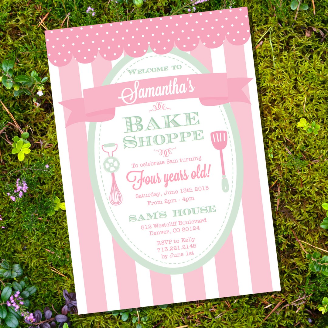Bake Shoppe Birthday Party Invitation for a Girl Baking Party ...