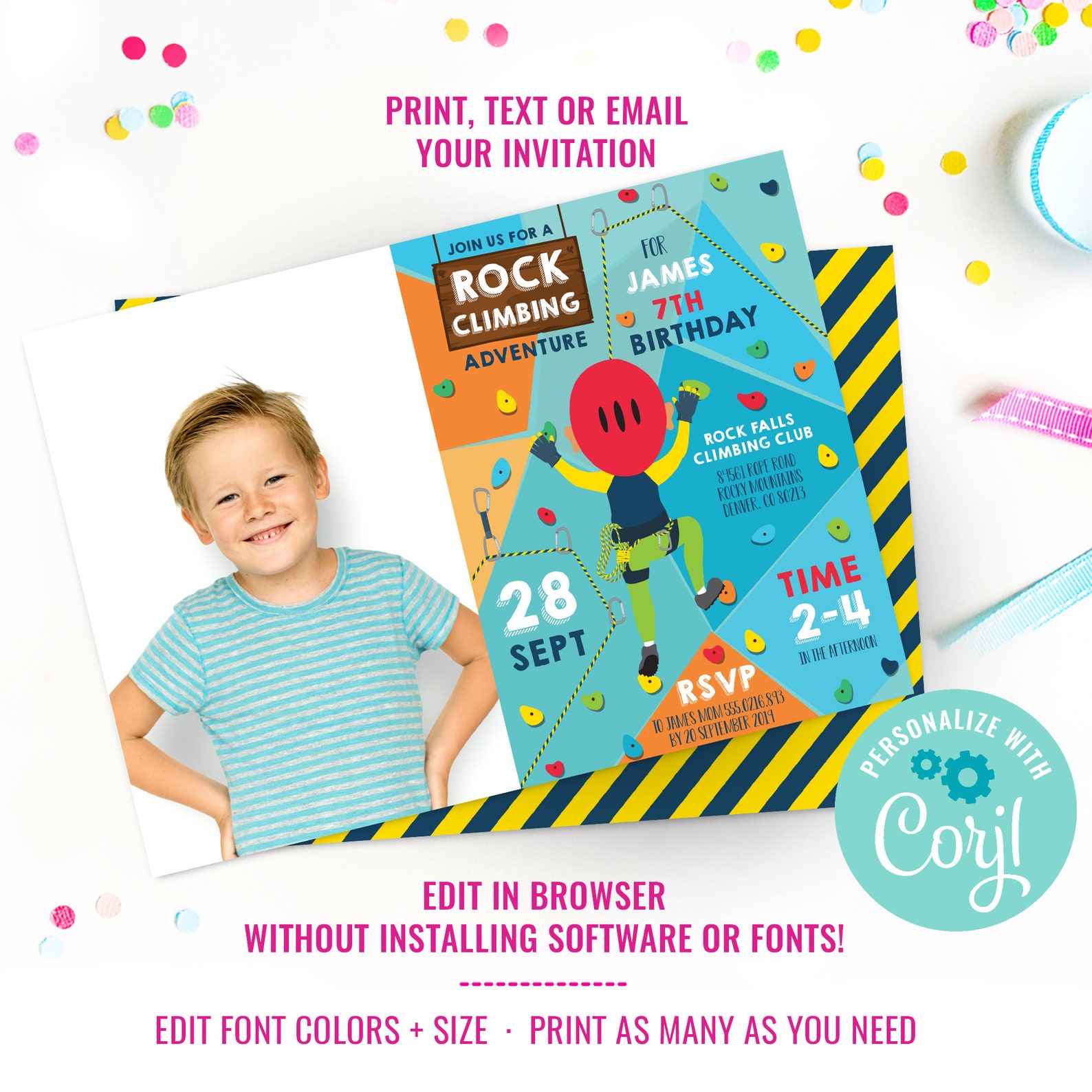 Rock Climbing Party Invitation Indoor Climbing Party Invite - Etsy