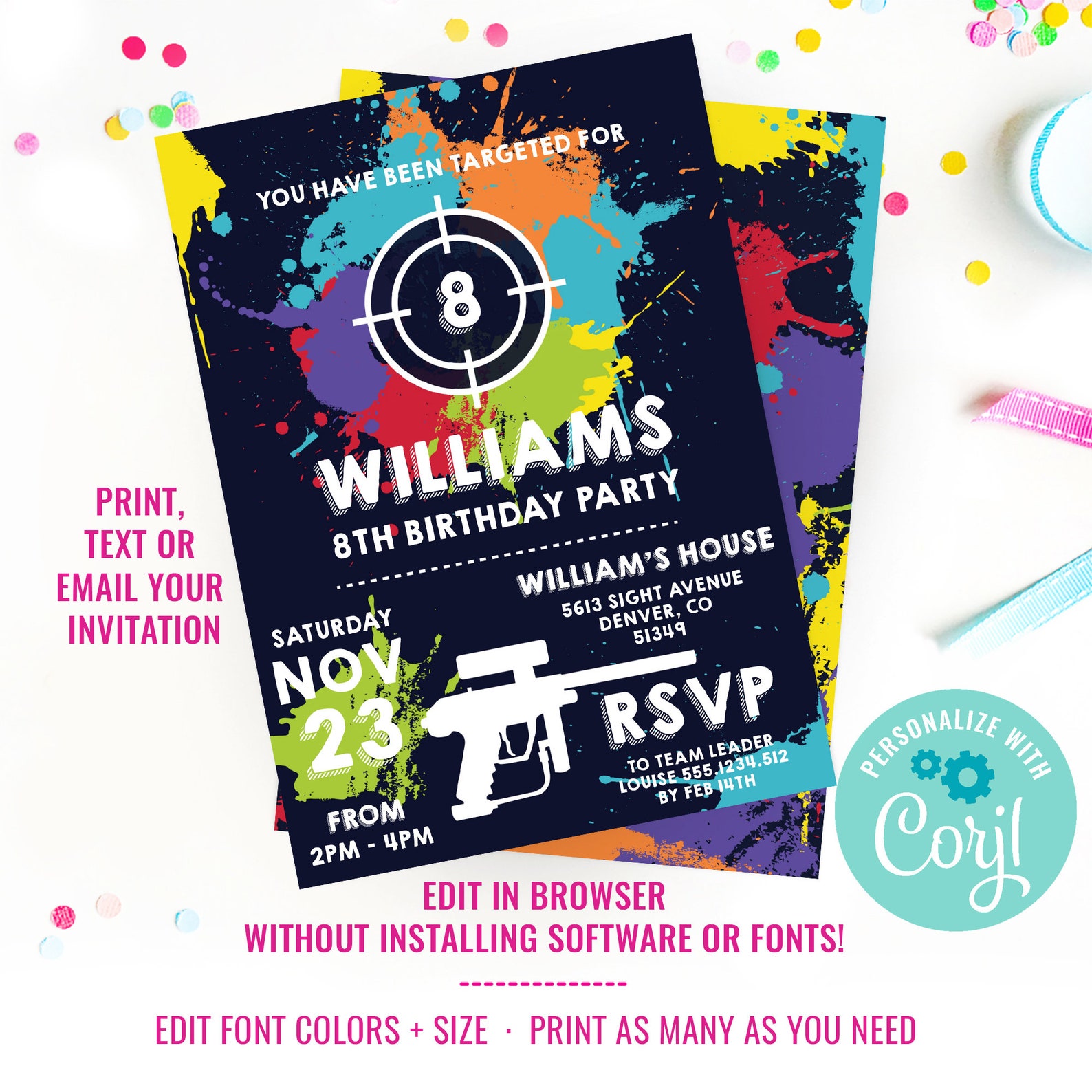 Boys Laser Tag Birthday Party Invitation for Boys Laser Tag Party ...