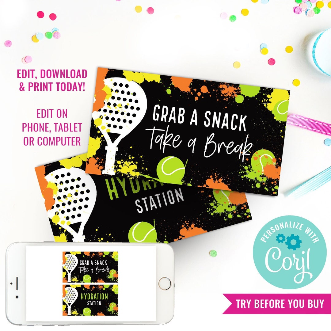 Padel Birthday Party Activity Signs Paddle Birthday Party Decor Tween ...