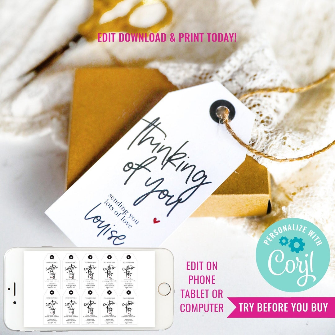 Custom Editable Tags Instant Download Calligraphy Tag Custom Tags Gift ...