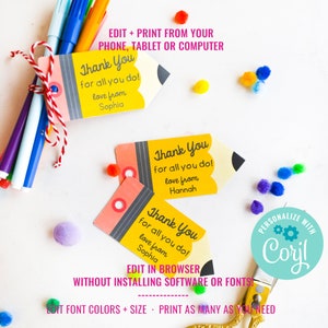 Teacher Appreciation Thank You Tag Teacher DIY Gift Tag End of Year ...