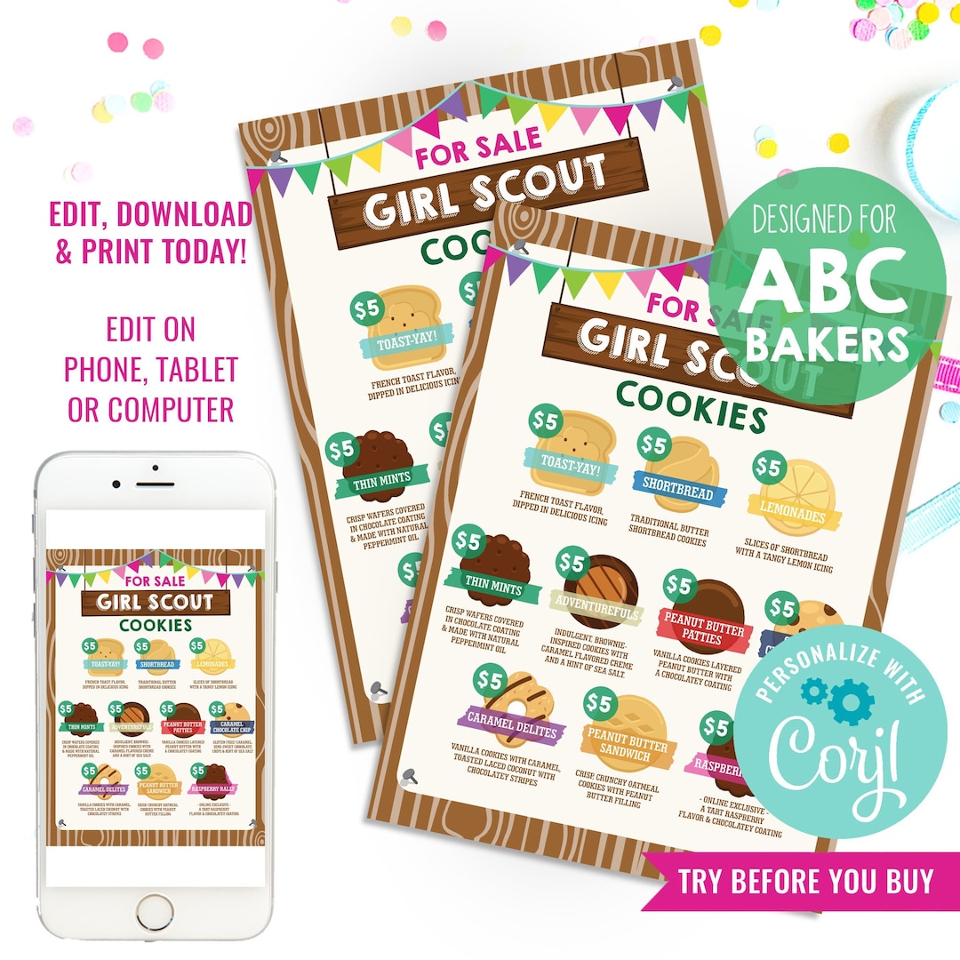 Girl Scout Cookie Booth for Sale Poster Cookie for Sale Sign - Etsy