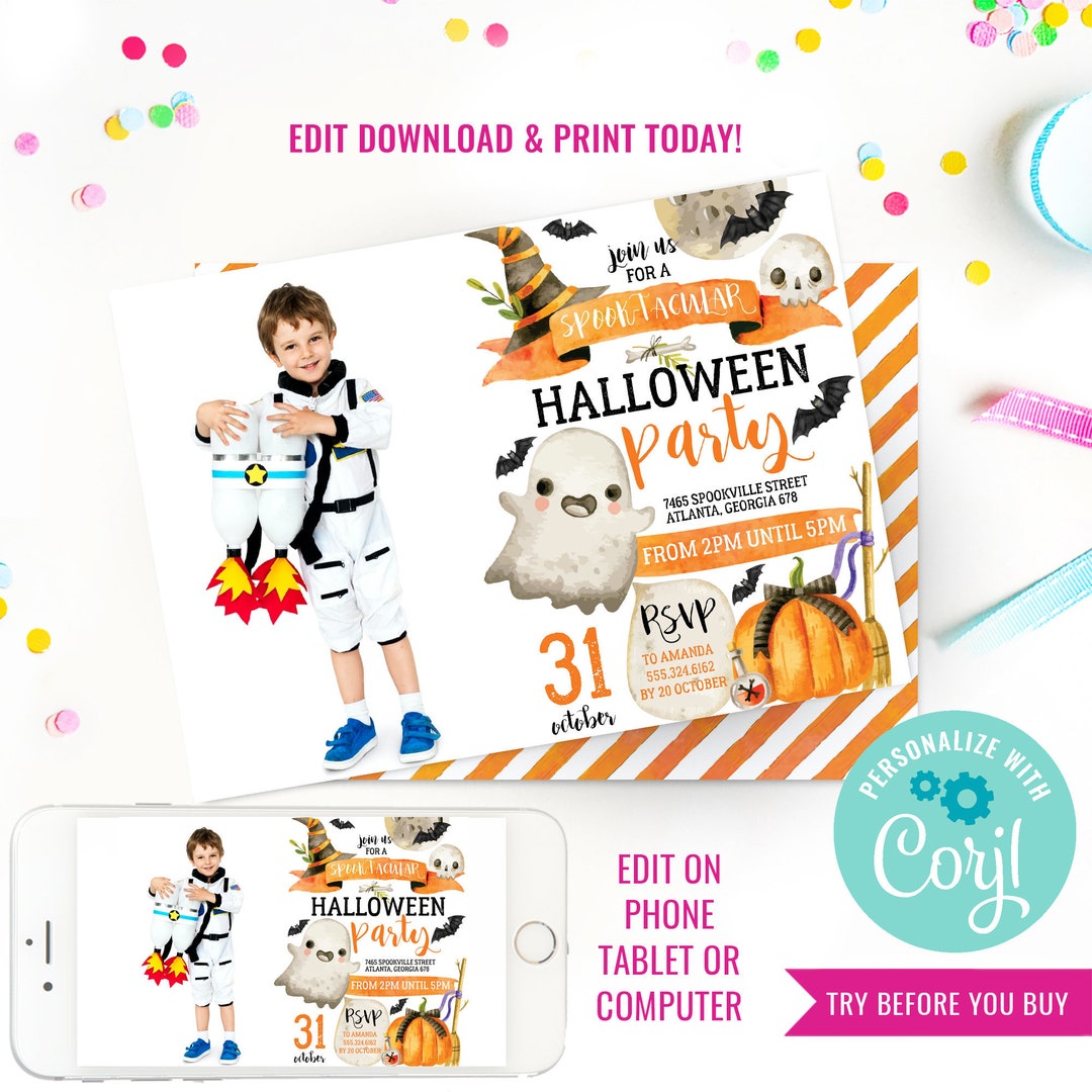Halloween Party Invitation Kids Halloween Party Halloween Birthday ...