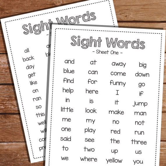 Preschool Sight Words List