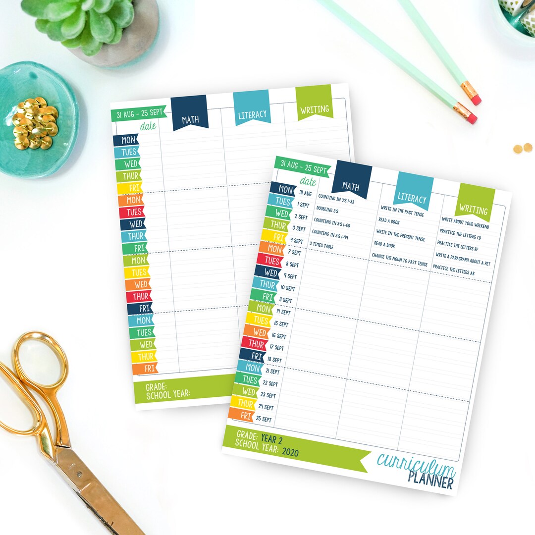 Homeschool Planner Curriculum Daily Lesson Planner Organizer ...