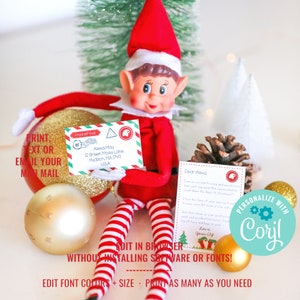 Elf Mail Post Mini Elf Note and Envelope Template Note From Your Elf ...