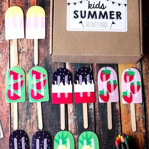 Kids Summer Activity Pack Activity Workbook Popsicle Memory Game Summer ...