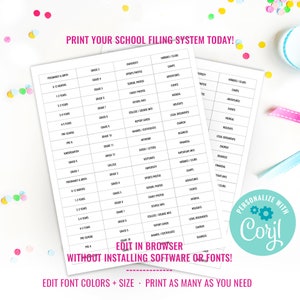 Printable Milestone Tote Labels School File Folder Labels Printable ...
