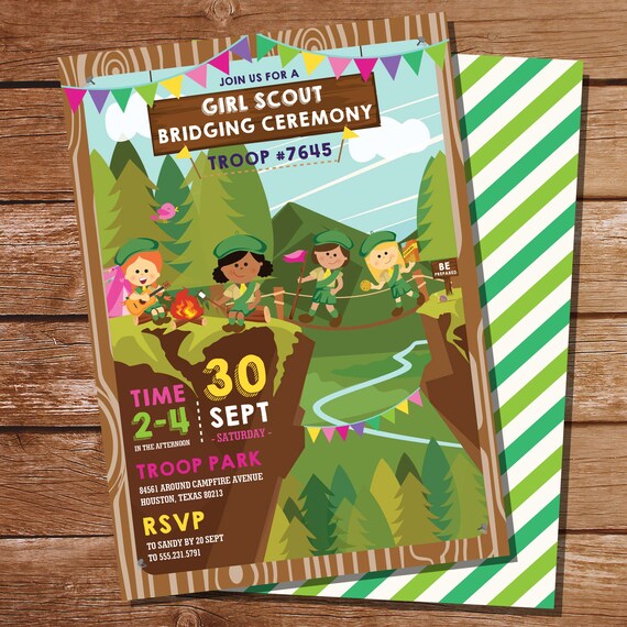 Girl Scout Bridging Ceremony Invitation - Girl Scout Invitation ...