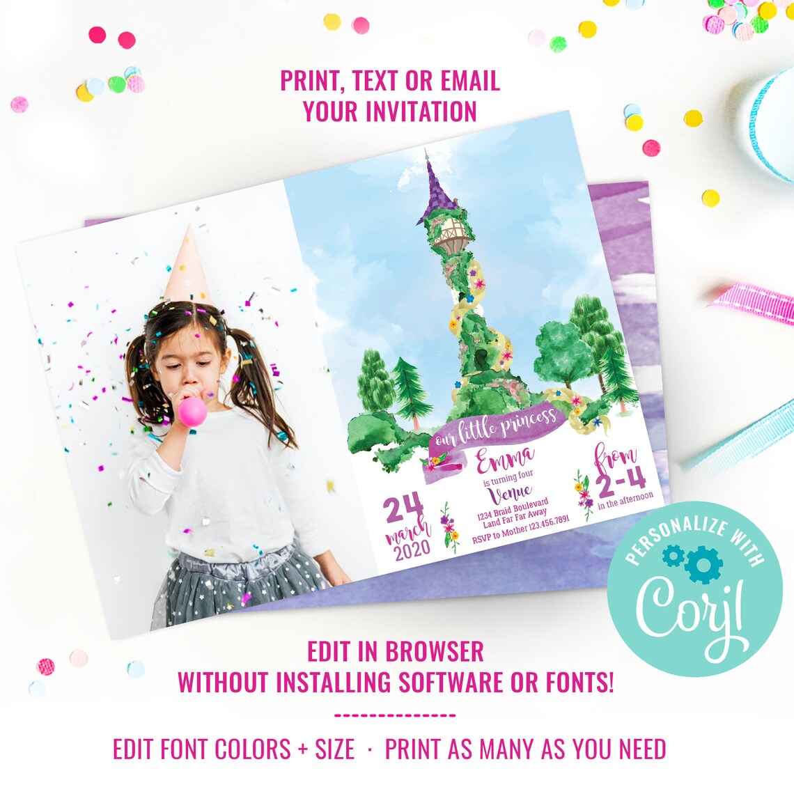 Rapunzel Party Invitation Princess Party Invitation Photo - Etsy