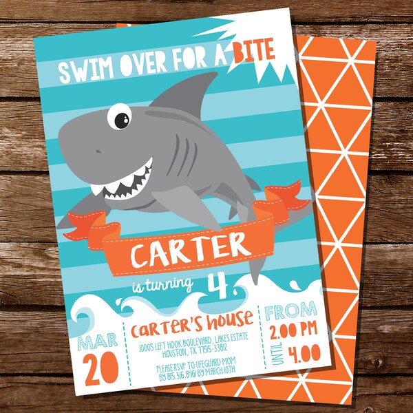Shark Bite Invite - Etsy