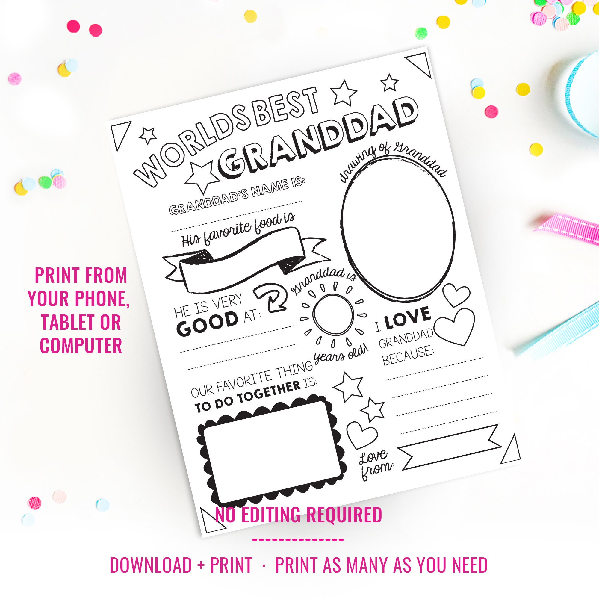 Grandparents DIY Craft Worlds Best Grandparents Coloring in Page ...
