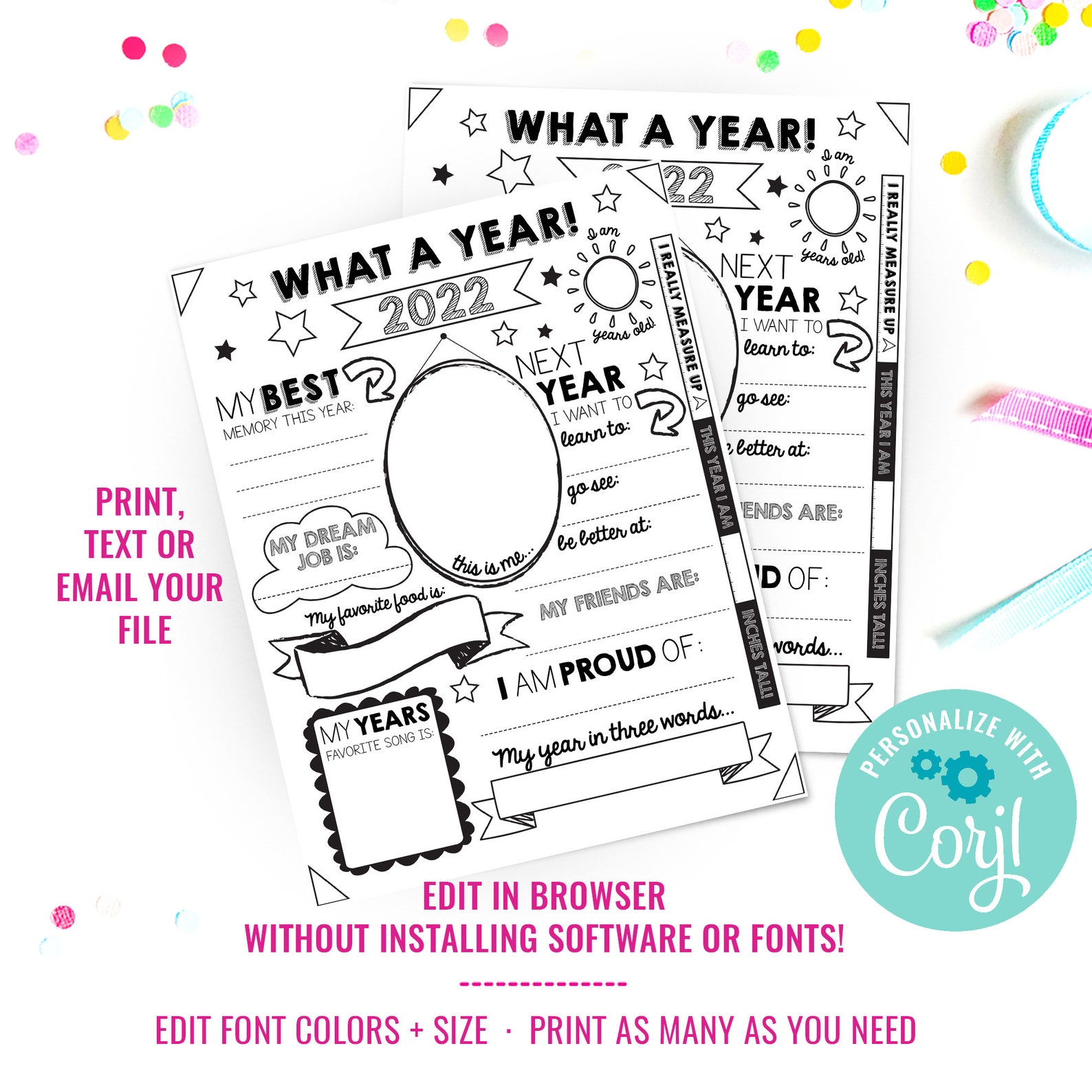 New Years Eve Coloring in Page Activity Kids New Years Printable ...