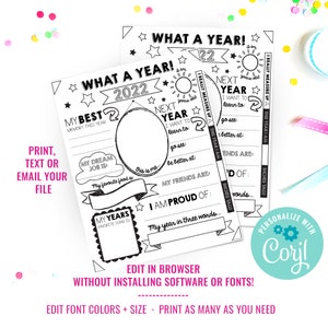 New Years Eve Coloring in Page Activity Kids New Years Printable ...