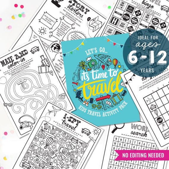 Kids Travel Activity Sheets Vacation Activity Sheet Kids | Etsy