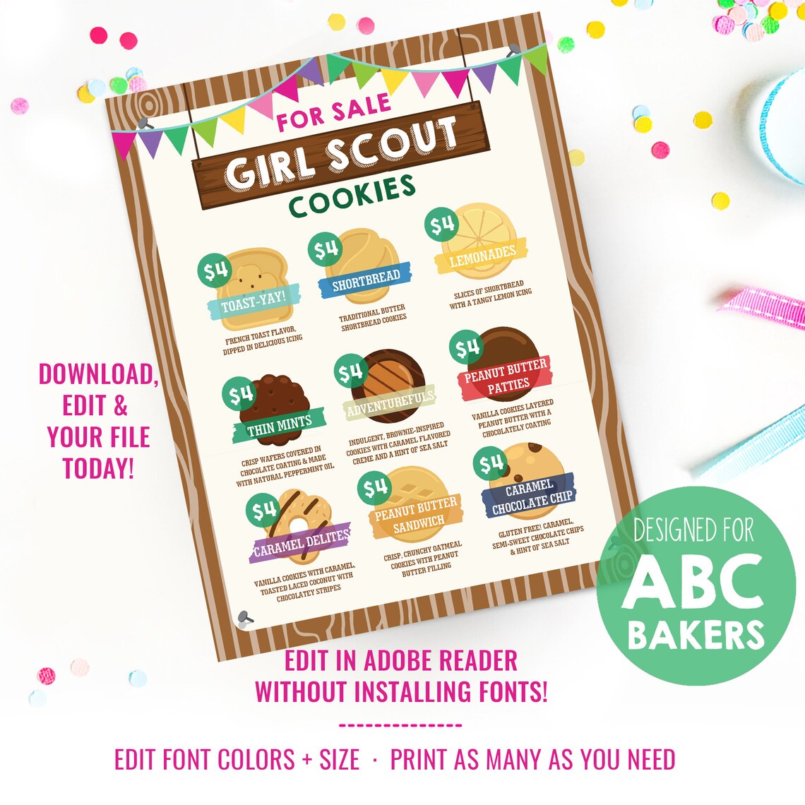 Girl Scout Cookie Booth for Sale Poster Cookie for Sale Sign - Etsy