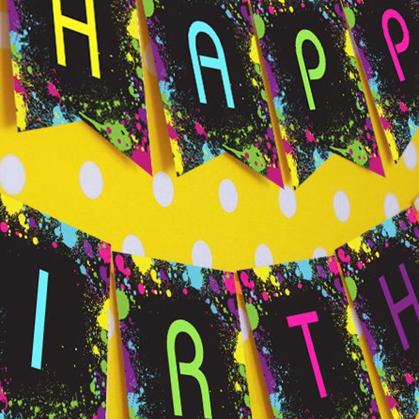 Neon Birthday Banner - Etsy