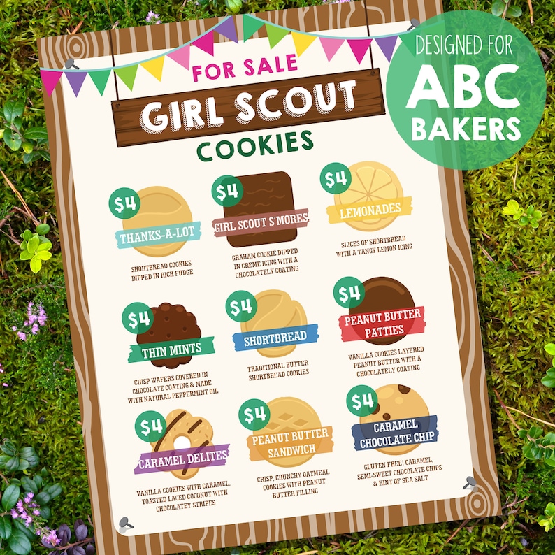 Girl Scout Cookie Booth For Sale Poster Cookie For Sale Sign | Etsy