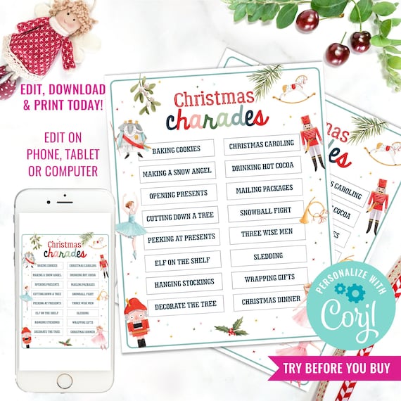 Printable Christmas Charades Game for kids - Printable Kids Game ...