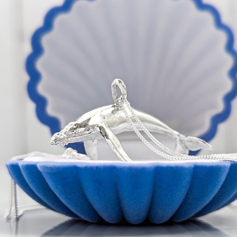 Sterling Silver or 9ct Gold Humpback Whale Pendant - Handmade 3D ...