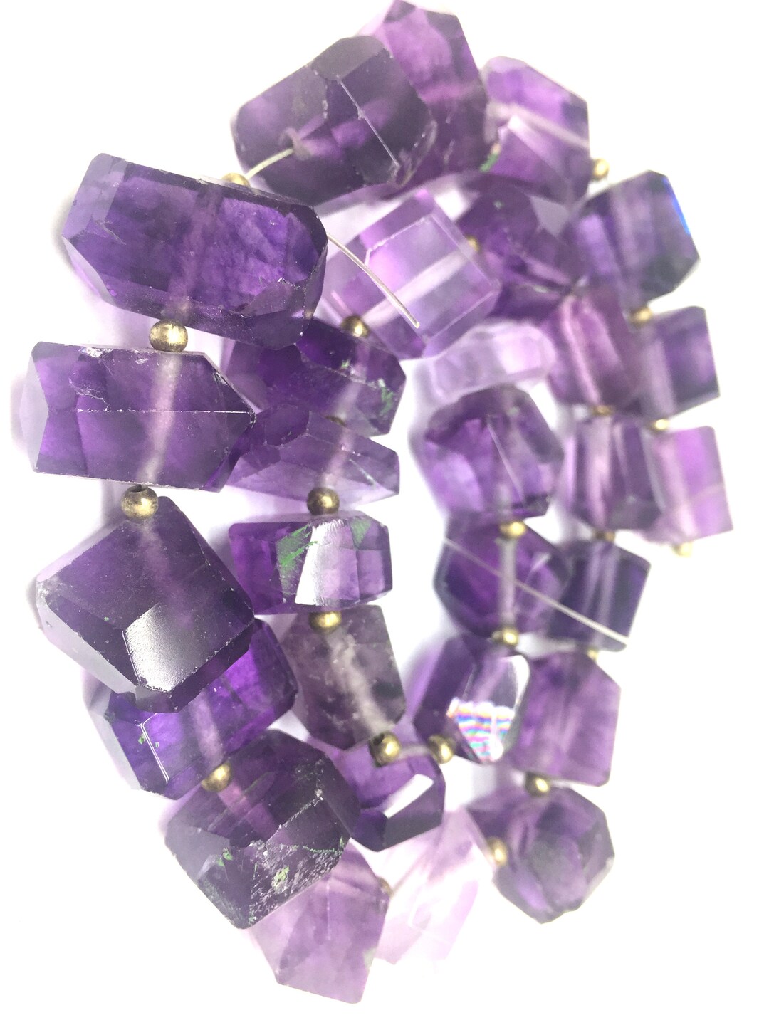 15.5'' Shades of Purple Nugget Shaped Polished Faceted Flourite Beads ...